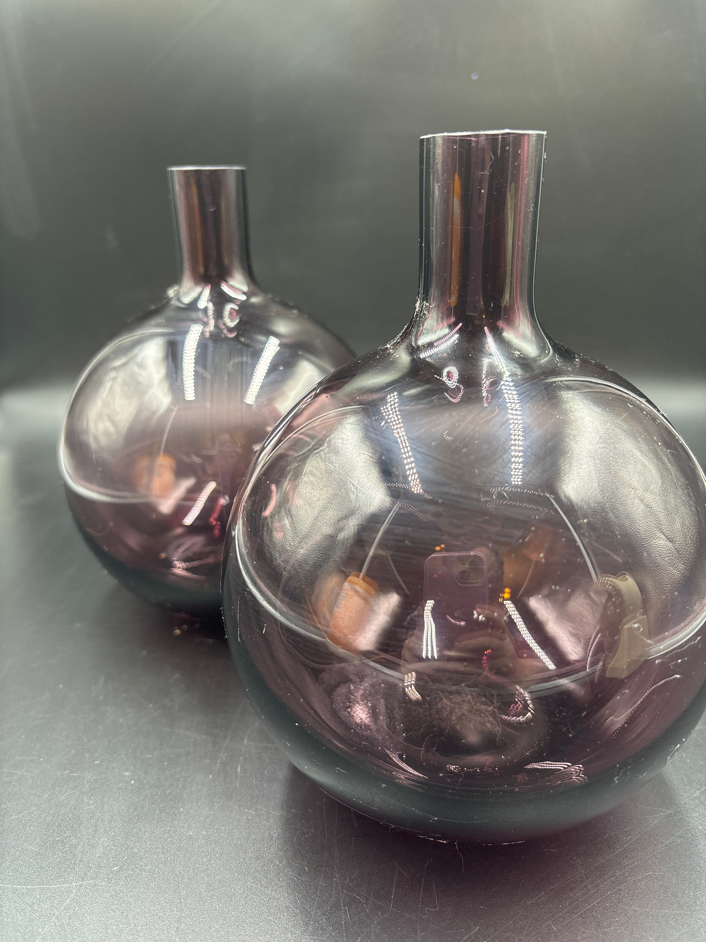 MCM Pair of Blenko Plumb Coloured Hand Blown Glass Vases. Vintage ...