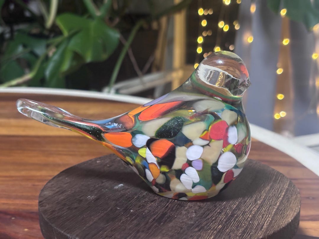 Handblown Brazilian Art Glass Bird • Confetti Canary Paperweight ...