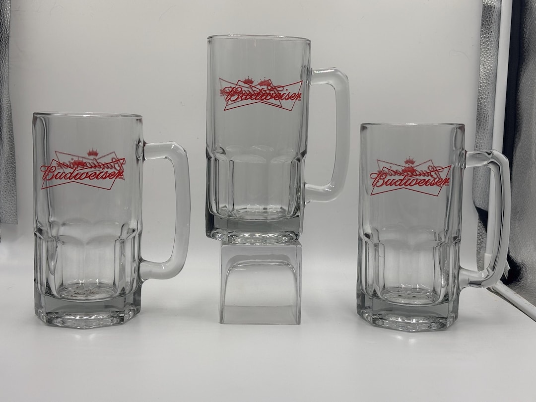 32oz Budweiser Beer Glass Mugs. Beer Connoisseur. Heavy Thick Glass ...