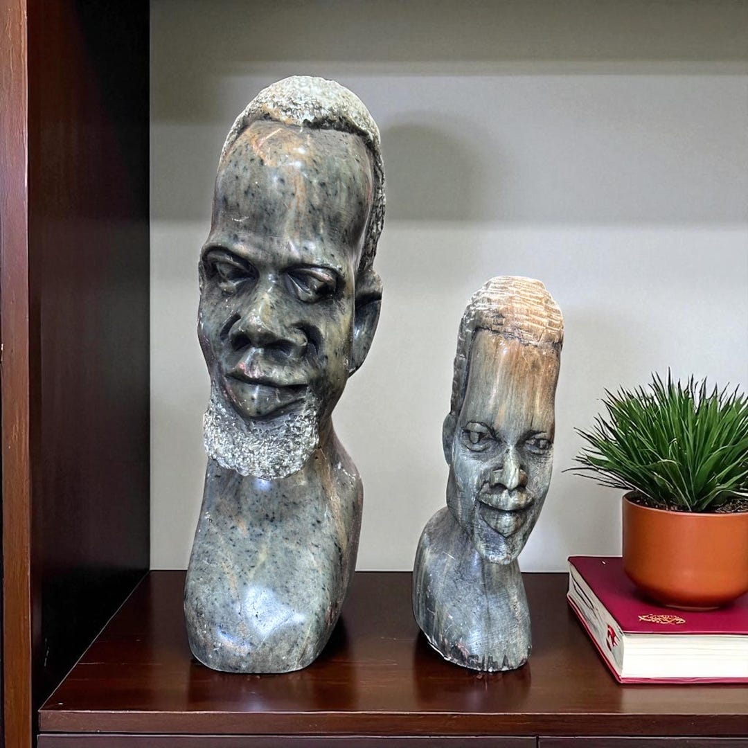 Vintage Hand-carved Shona Stone Busts (pair) — African Tribal Art ...