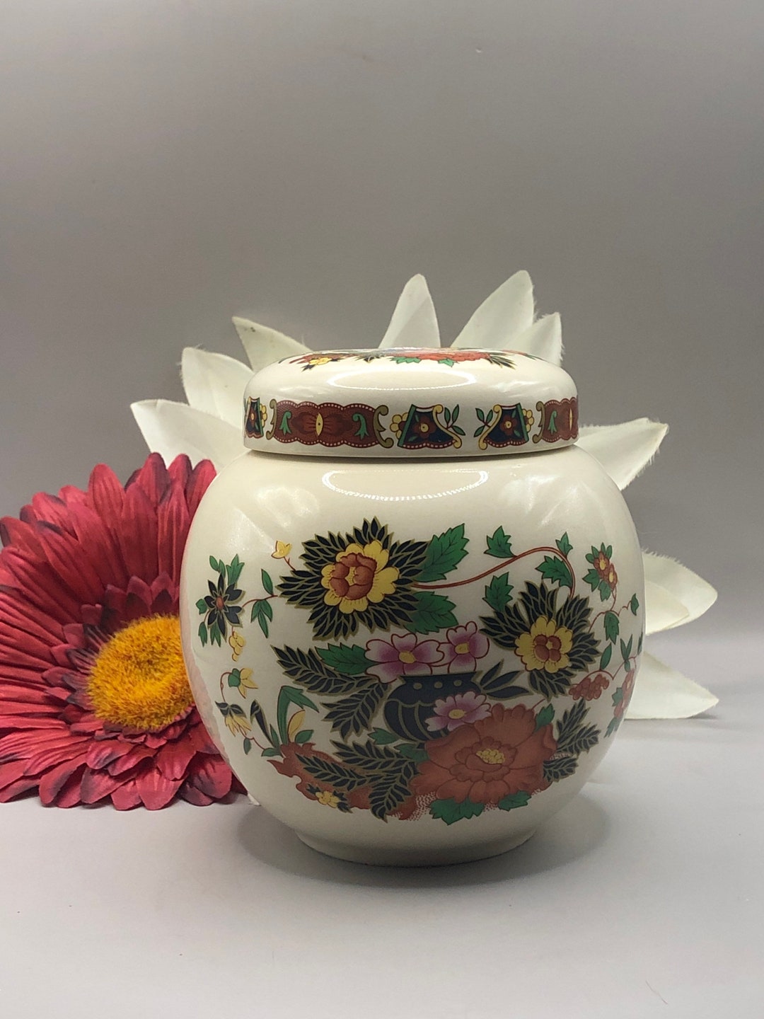 Sadler England Ginger Jar and Lid - “indian Peony Pattern” - Etsy