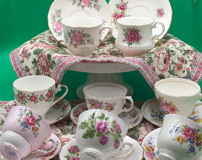 16 Pc Collection Featuring Pink Roses Teacup Package for Bulk ...