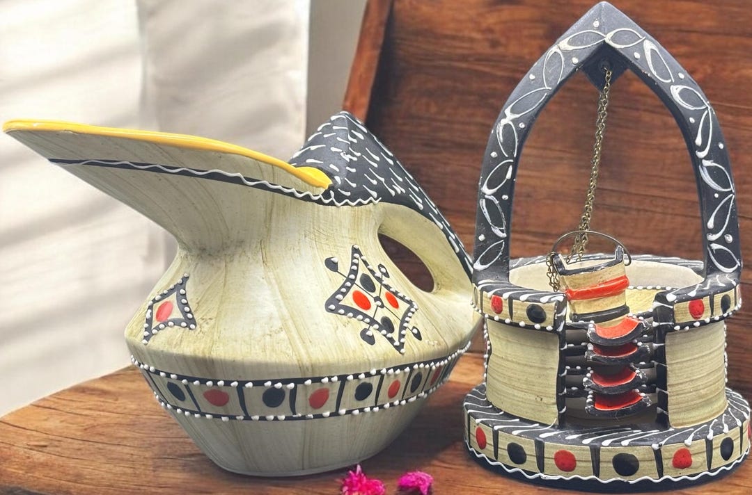 Vintage Fima Deruta Hand-painted Pottery Set: Gravy Boat, Well & Plates ...