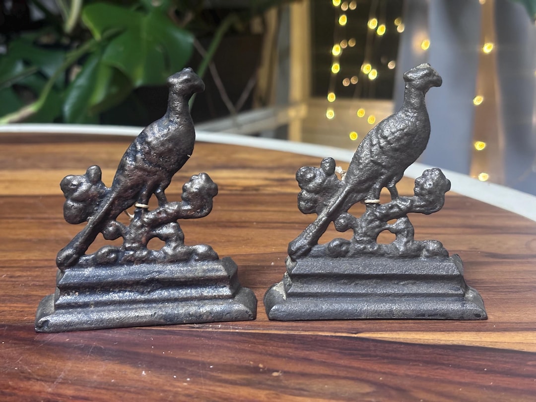 Antique Cast Iron Pheasant Figurines • Early 1900s Sand Cast Metal ...