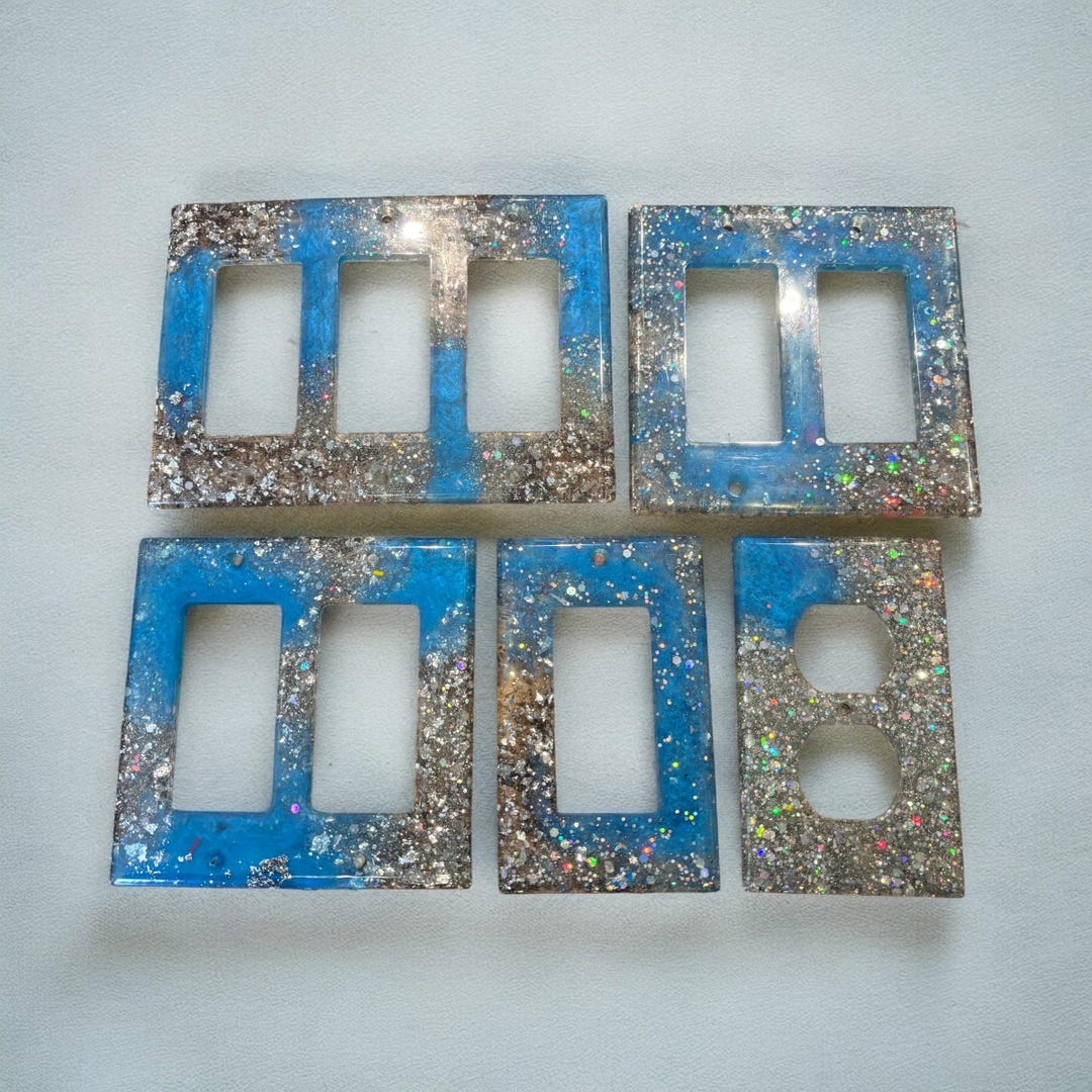 Handmade Blue Silver Glitter Resin Switch Plate Cover: Girls Room Decor ...