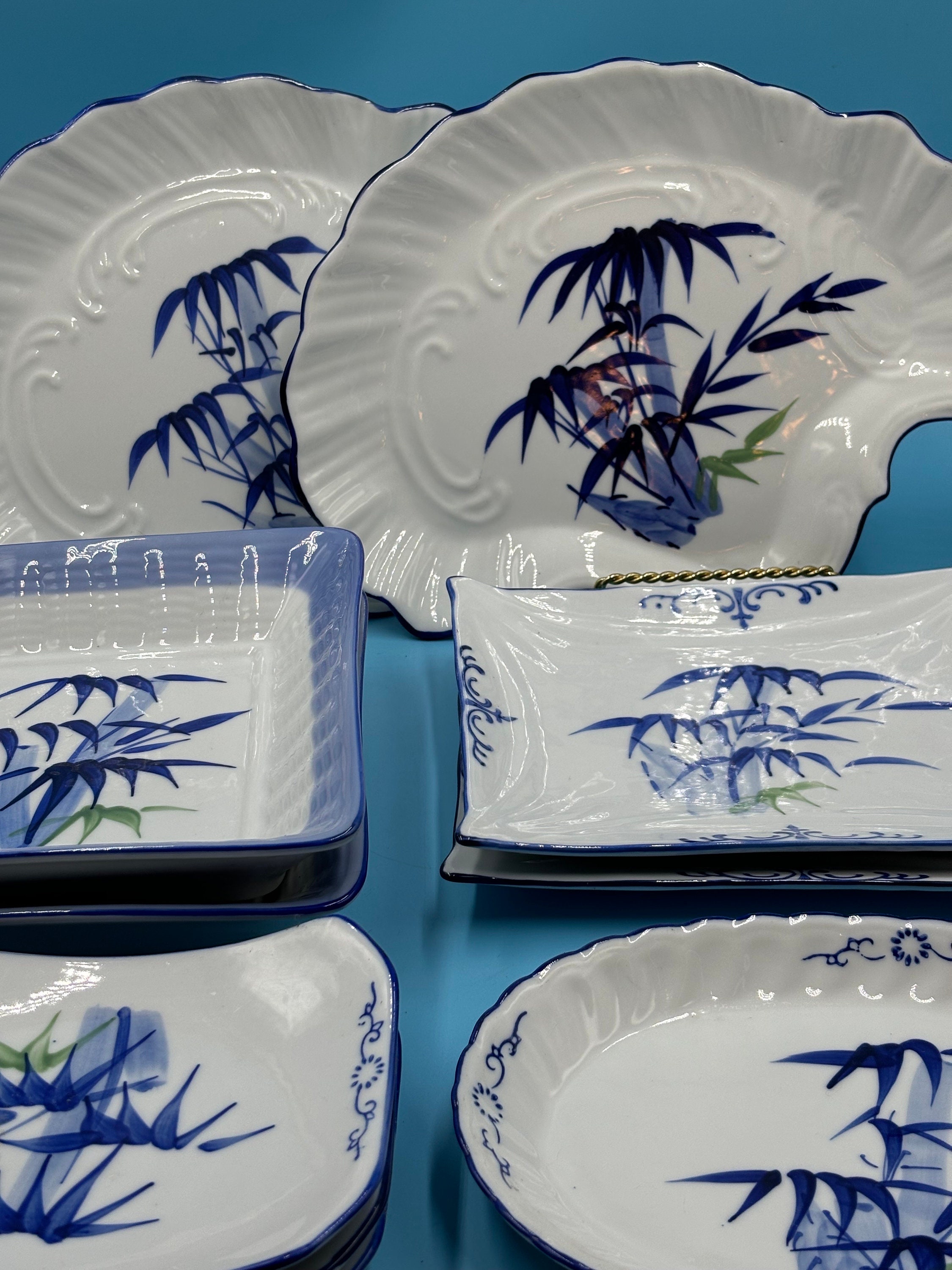 Jun Ye Porcelain Sushi Platter Set (10 Piece), Handpainted Nautical ...