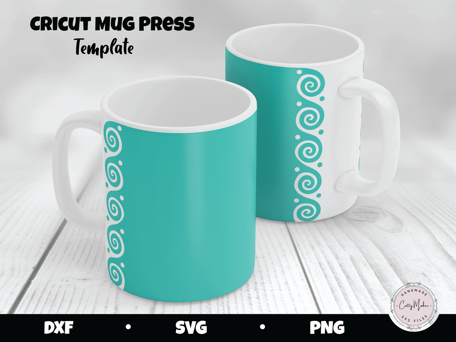 Mug Press Template, Coffee Mug SVG, Tropical Swirl Border, Digital ...