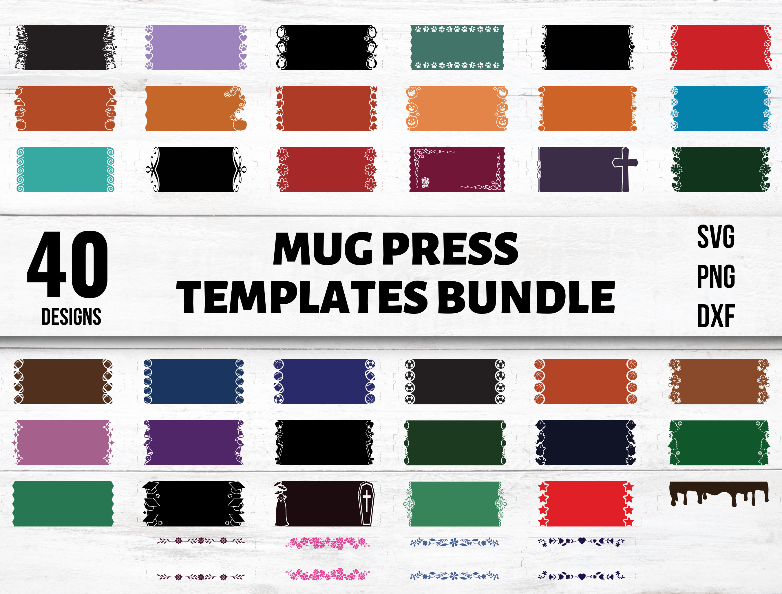 40 Cricut Mug Press Templates, Infuse Ink Mug SVG, Mug Press Bundle ...