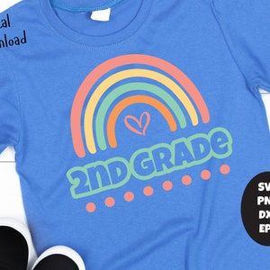2nd Grade SVG, Second Grade Shirt Svg, 2nd Grade Rainbow, Hand Drawn ...