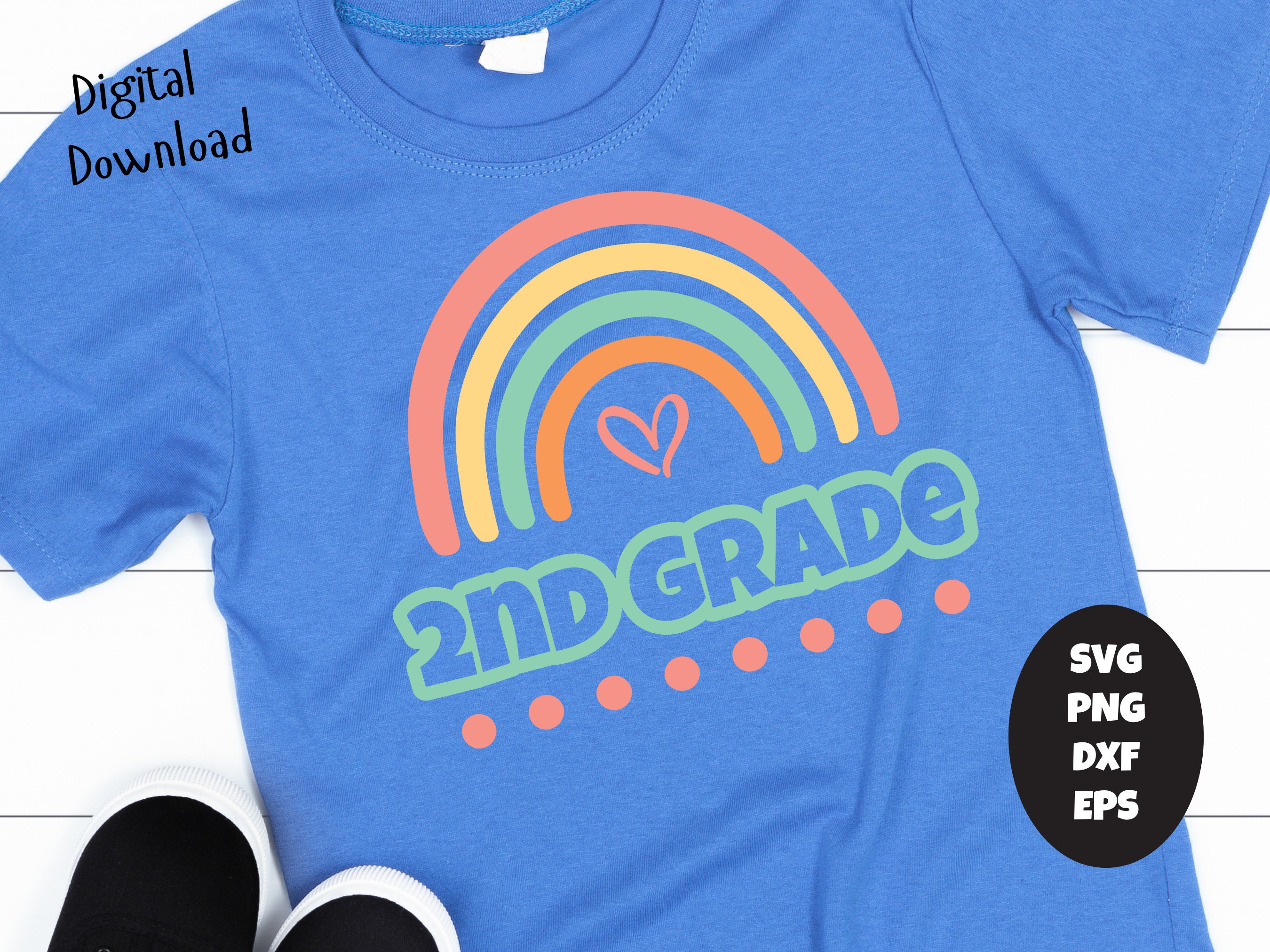 2nd Grade SVG Second Grade Shirt svg 2nd Grade Rainbow Hand | Etsy