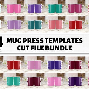 Cricut mug press bundle, 24 mug press svg designs, spring mug press ...