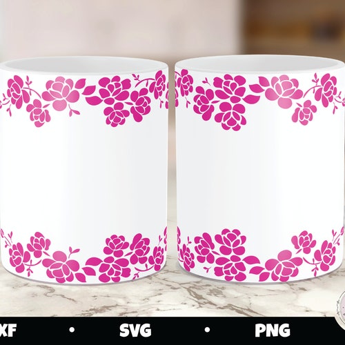Cricut Mug Press SVG Flower Border Digital Download 12oz - Etsy