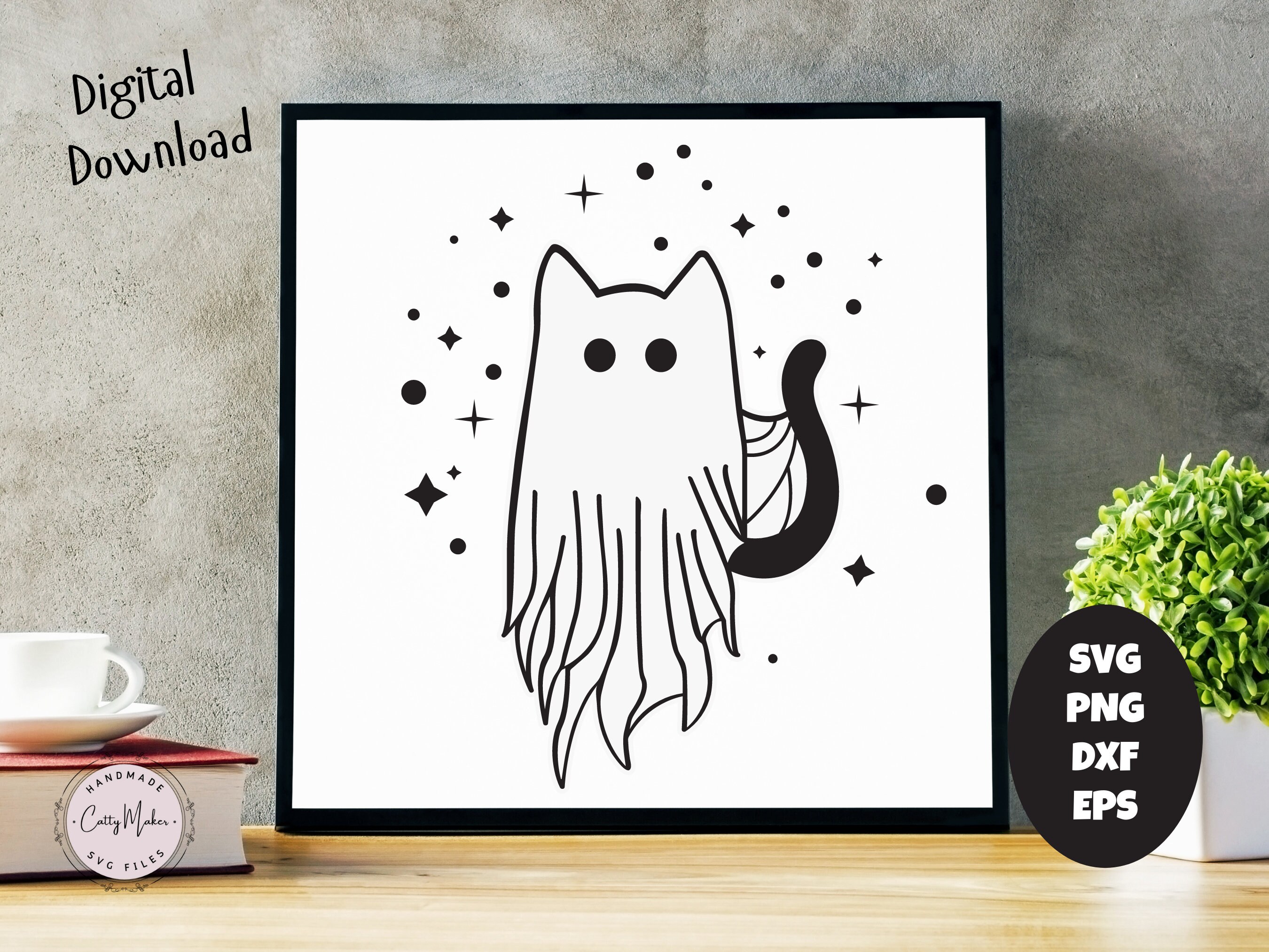 Ghost SVG, Black Cat Svg, Halloween SVG, Ghost Cat Svg, Cat Svg ...