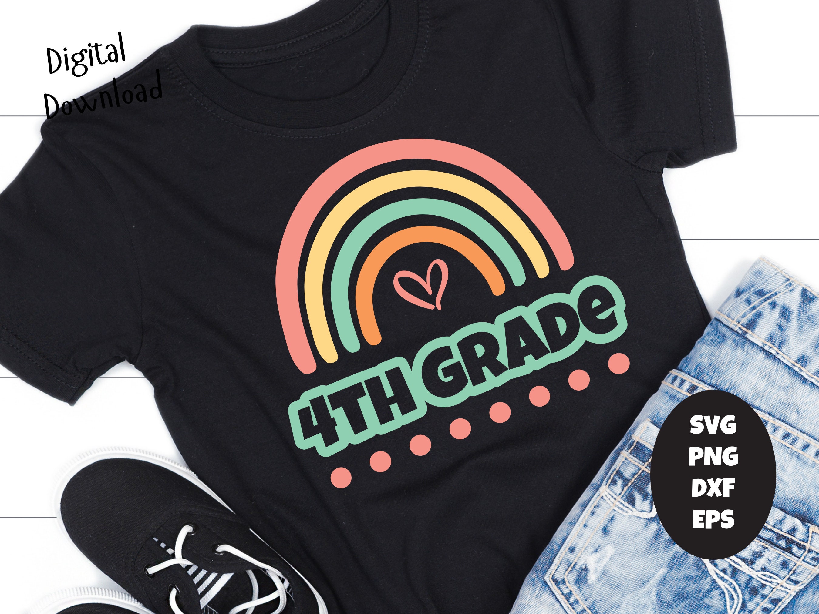 4th Grade SVG Fourth Grade Shirt Svg 4th Grade Rainbow - Etsy