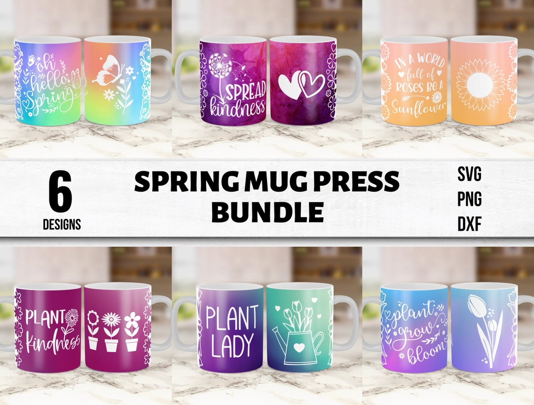 Cricut Mug Press Bundle, Spring Mug Press Bundle, Cricut Mug Press Svg ...