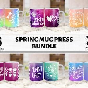 Cricut Mug Press Bundle, Spring Mug Press Bundle, Cricut Mug Press Svg ...