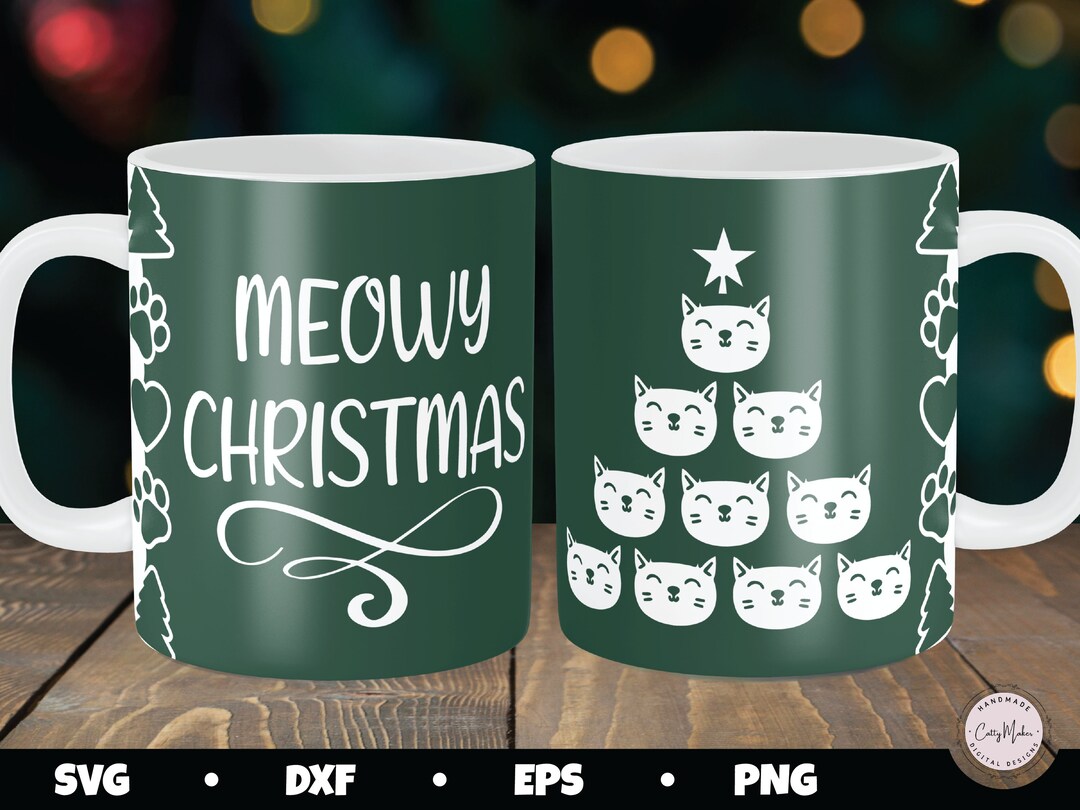 Mug Press SVG Design, Christmas Mug Press SVG, Cat Christmas Mug ...