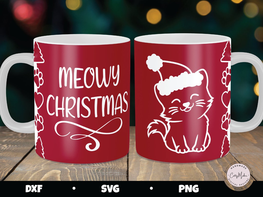 Mug Press SVG Design, Christmas Mug Press SVG, Cat Christmas Mug ...