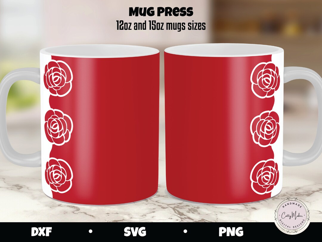 Flower Cricut Mug Press SVG, Mug Press Template, Mug Border SVG ...