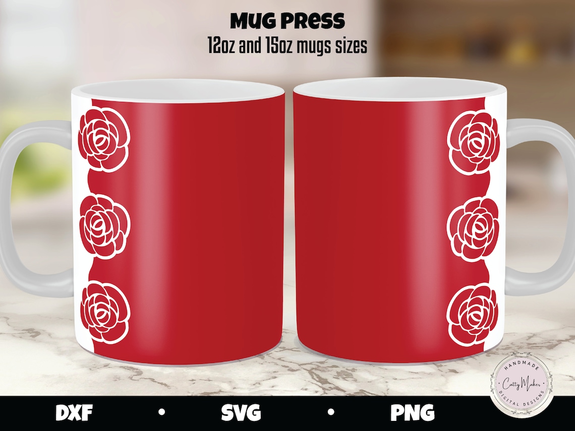 Flower Cricut Mug Press SVG Mug Press Template Mug Border - Etsy
