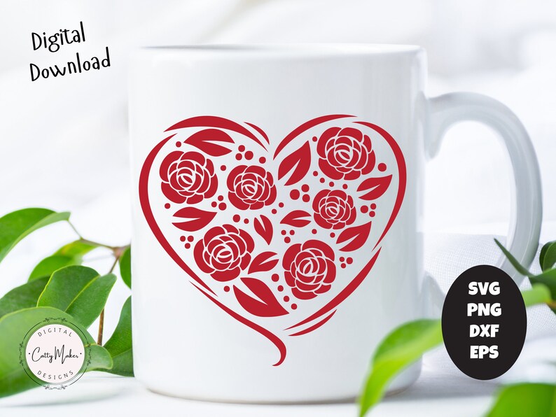 Rose Heart SVG, Roses SVG, Valentine's Day Heart Svg, Rose Svg, Roses ...