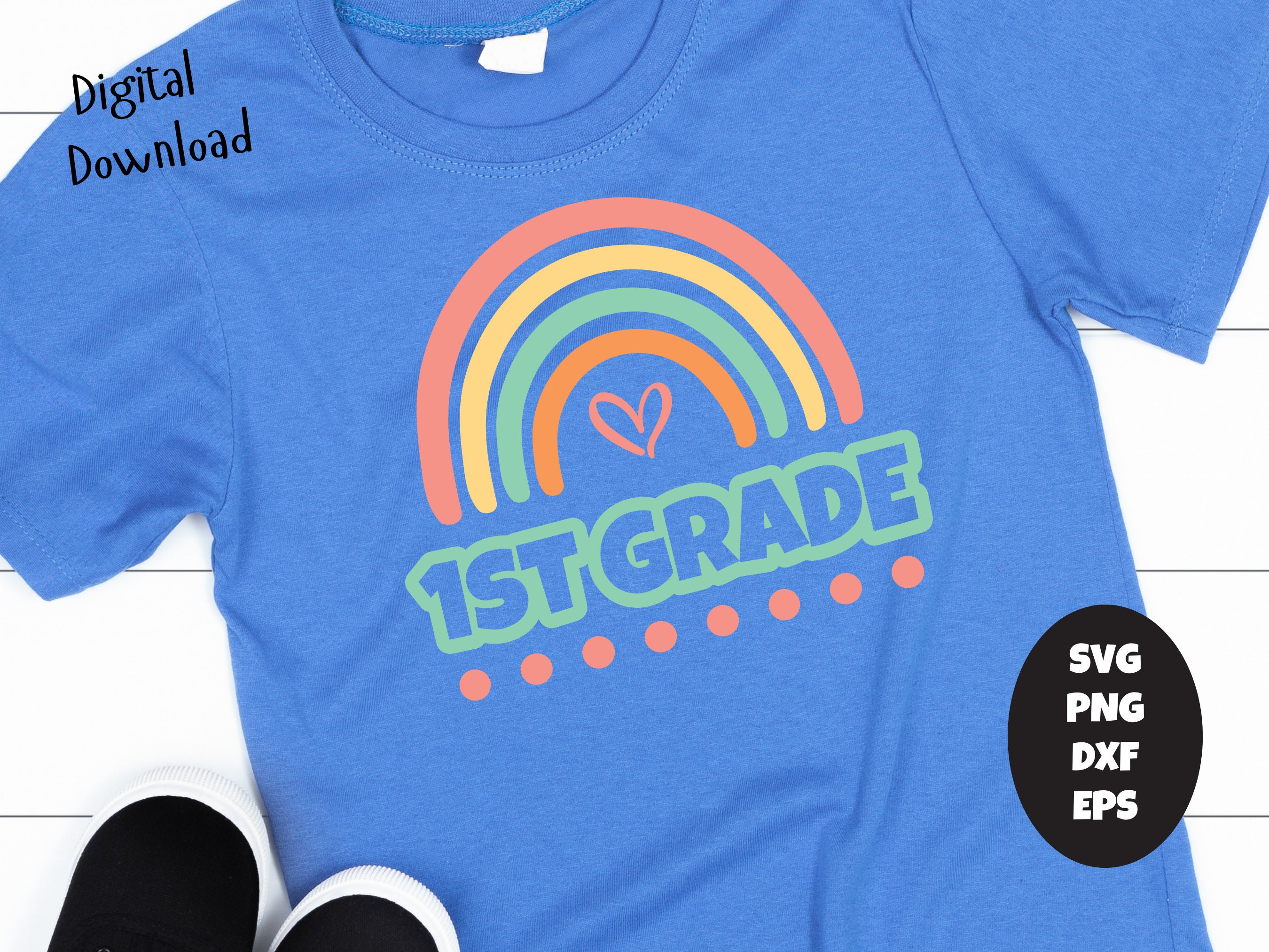 1st Grade SVG, 1st Grade Rainbow, Handdrawn Rainbow, Digital Download ...