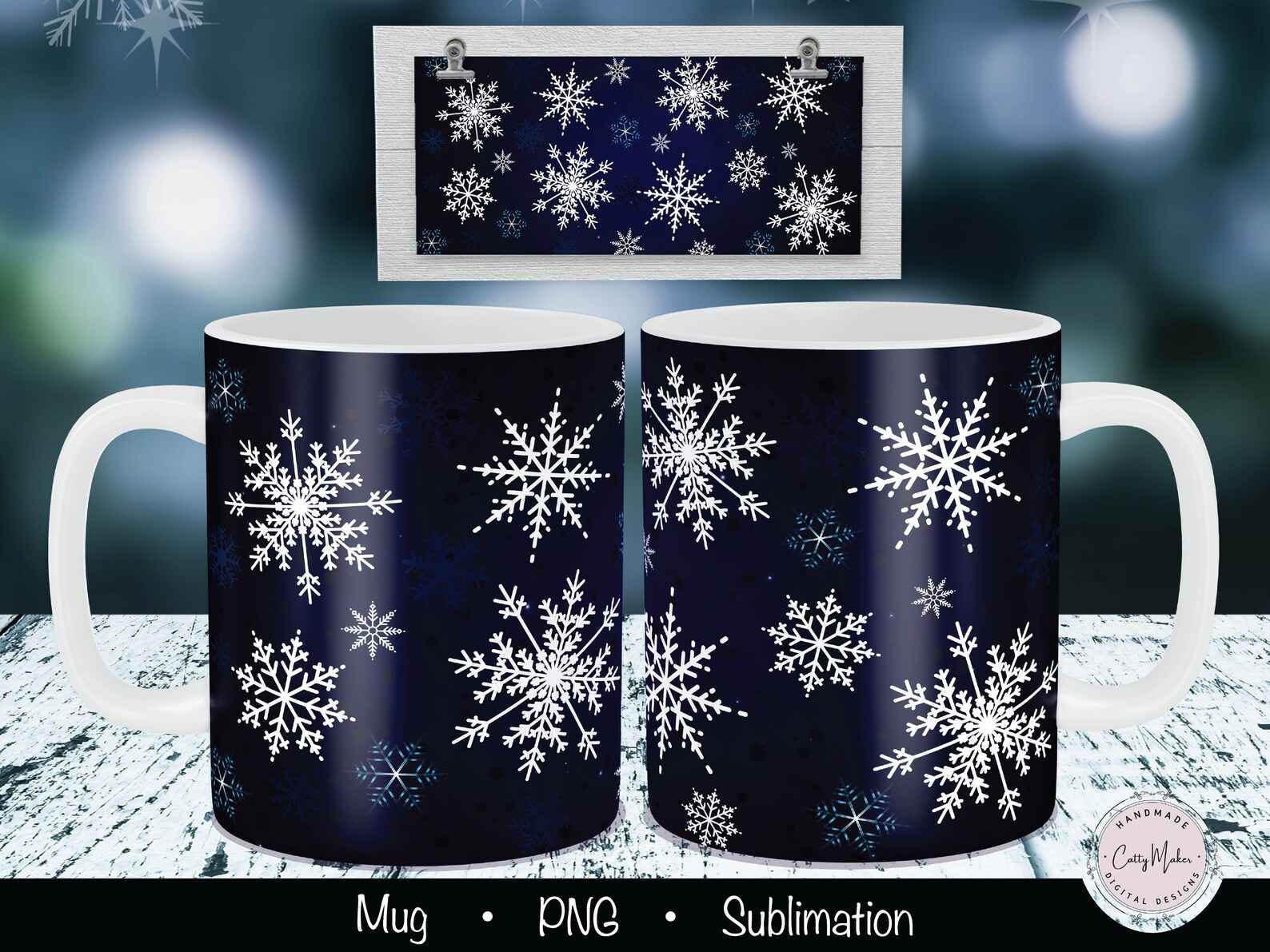 Snowflakes Mug PNG Holiday Sublimation Mug Press Png Mug - Etsy
