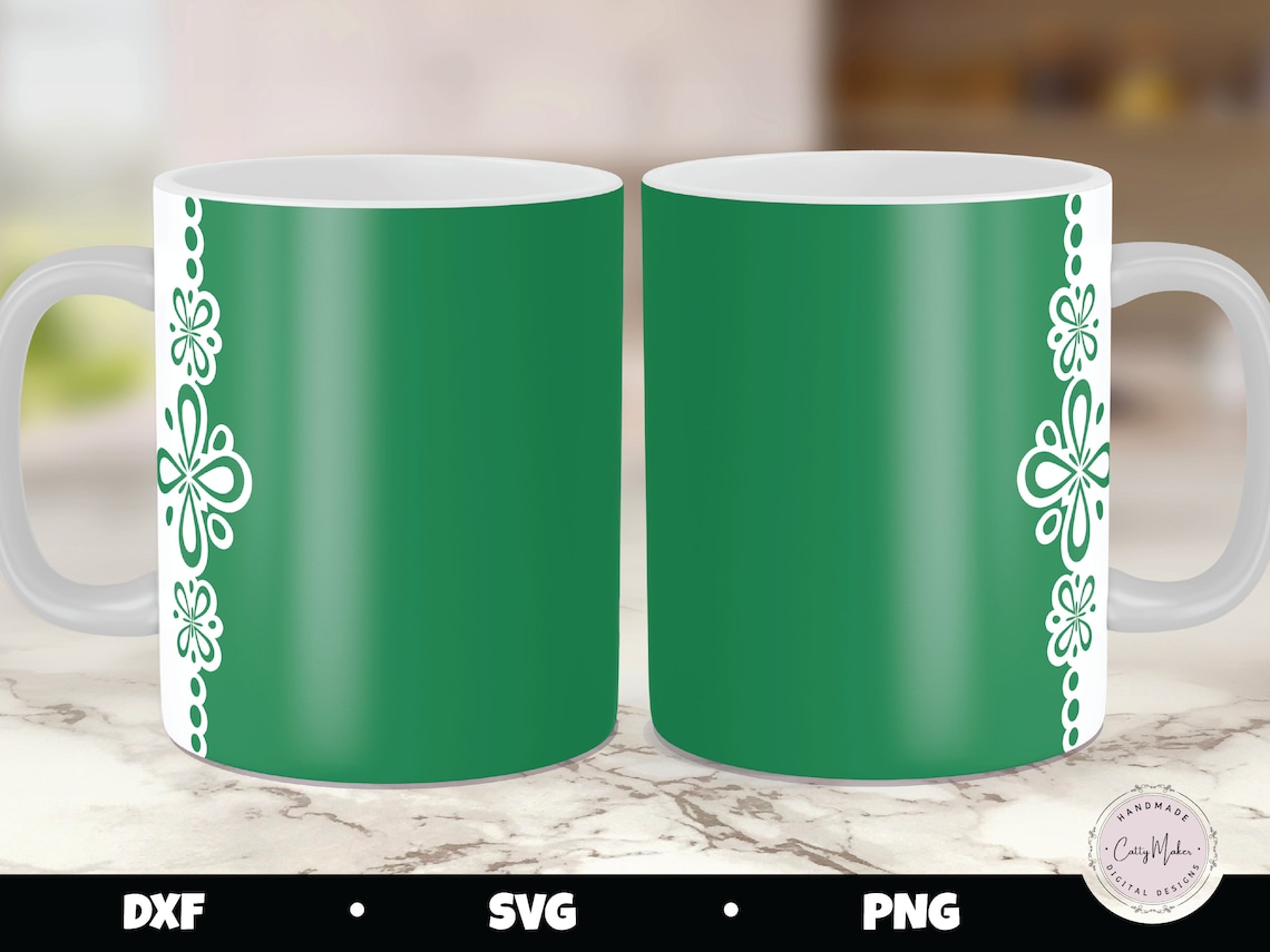 Coffee Mug SVG Mug Press Template Flower Border Svg Mug - Etsy
