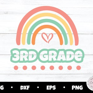 3rd Grade SVG, Third Grade Shirt Svg, 3rd Grade Rainbow, Digital ...