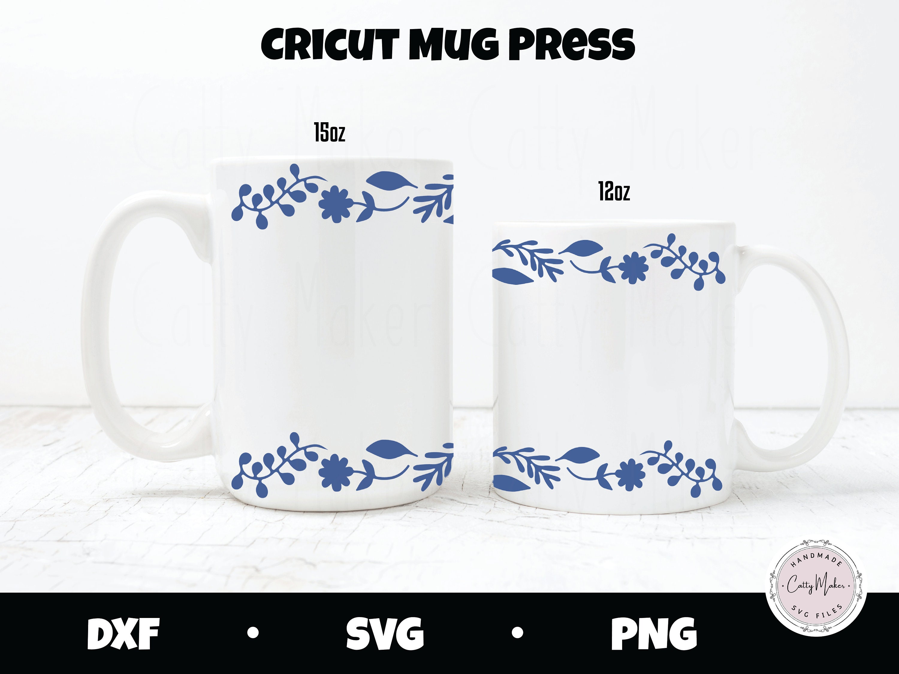 Cricut Mug Press SVG Floral Border Digital Download 12oz - Etsy UK