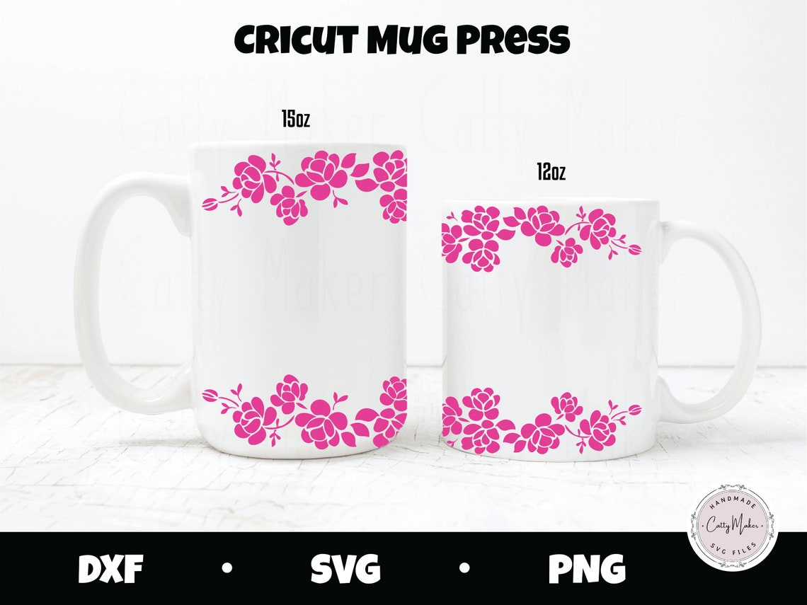 Cricut Mug Press SVG Flower Border Digital Download 12oz | Etsy