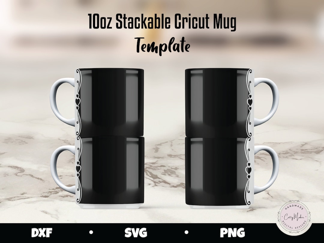 10oz Stackable Mugs, 10oz Mug Heart Border, Cricut Stackable Mugs, 10oz ...