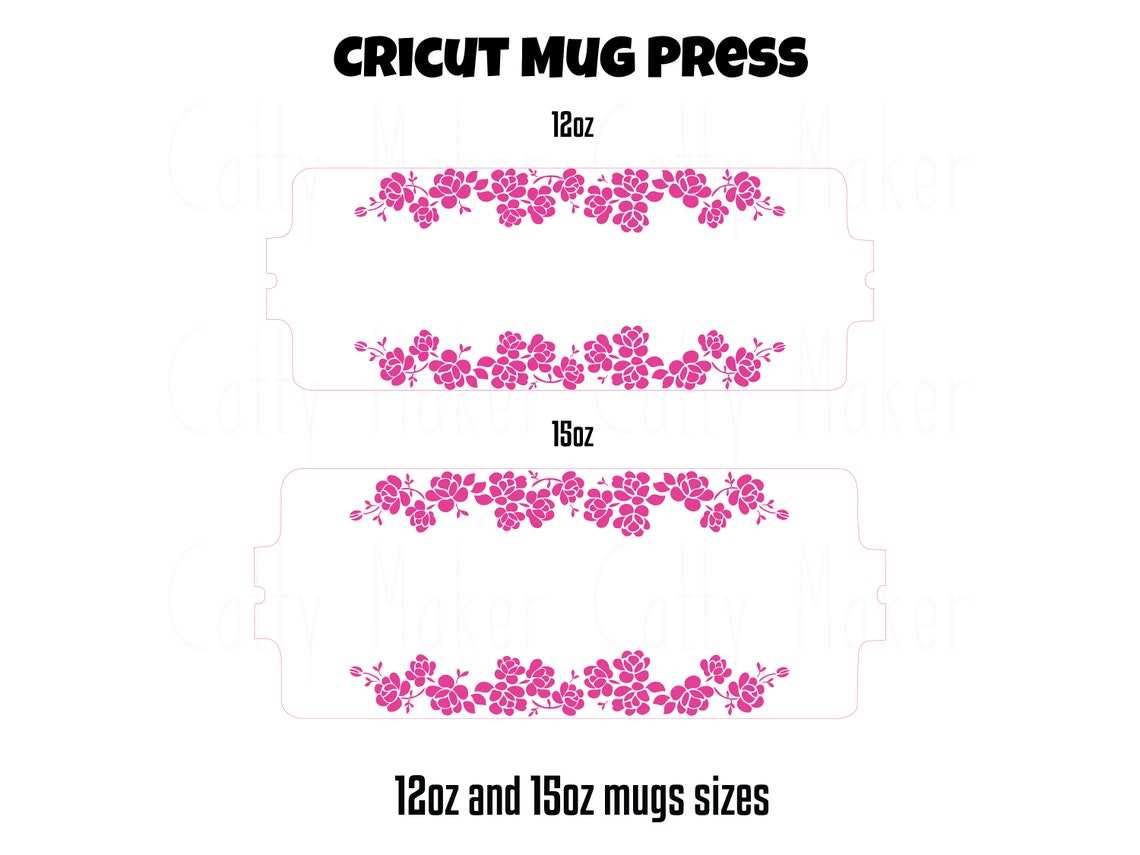 Cricut Mug Press SVG Flower Border Digital Download 12oz | Etsy