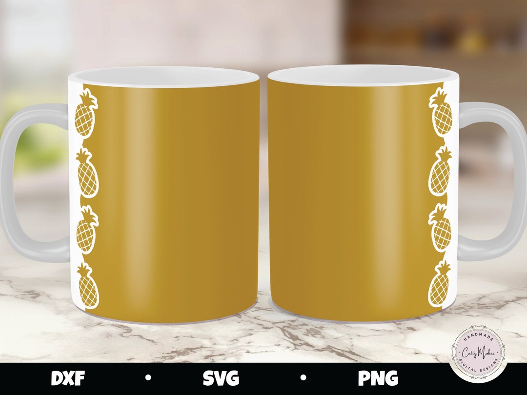 Pineapple Mug Press Svg, Mug Press Svg Border, Pineapple Mug Border, Mug Svg Design, Coffee Mug ...
