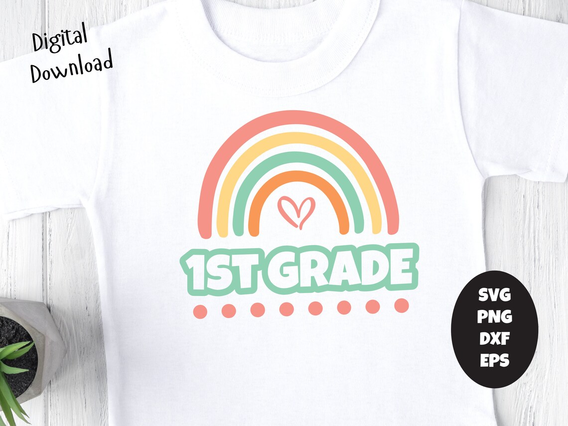 1st Grade SVG, 1st Grade Rainbow, Handdrawn Rainbow, Digital Download ...