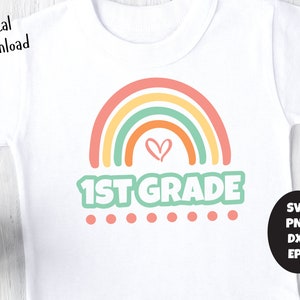 1st Grade SVG, 1st Grade Rainbow, Handdrawn Rainbow, Digital Download ...
