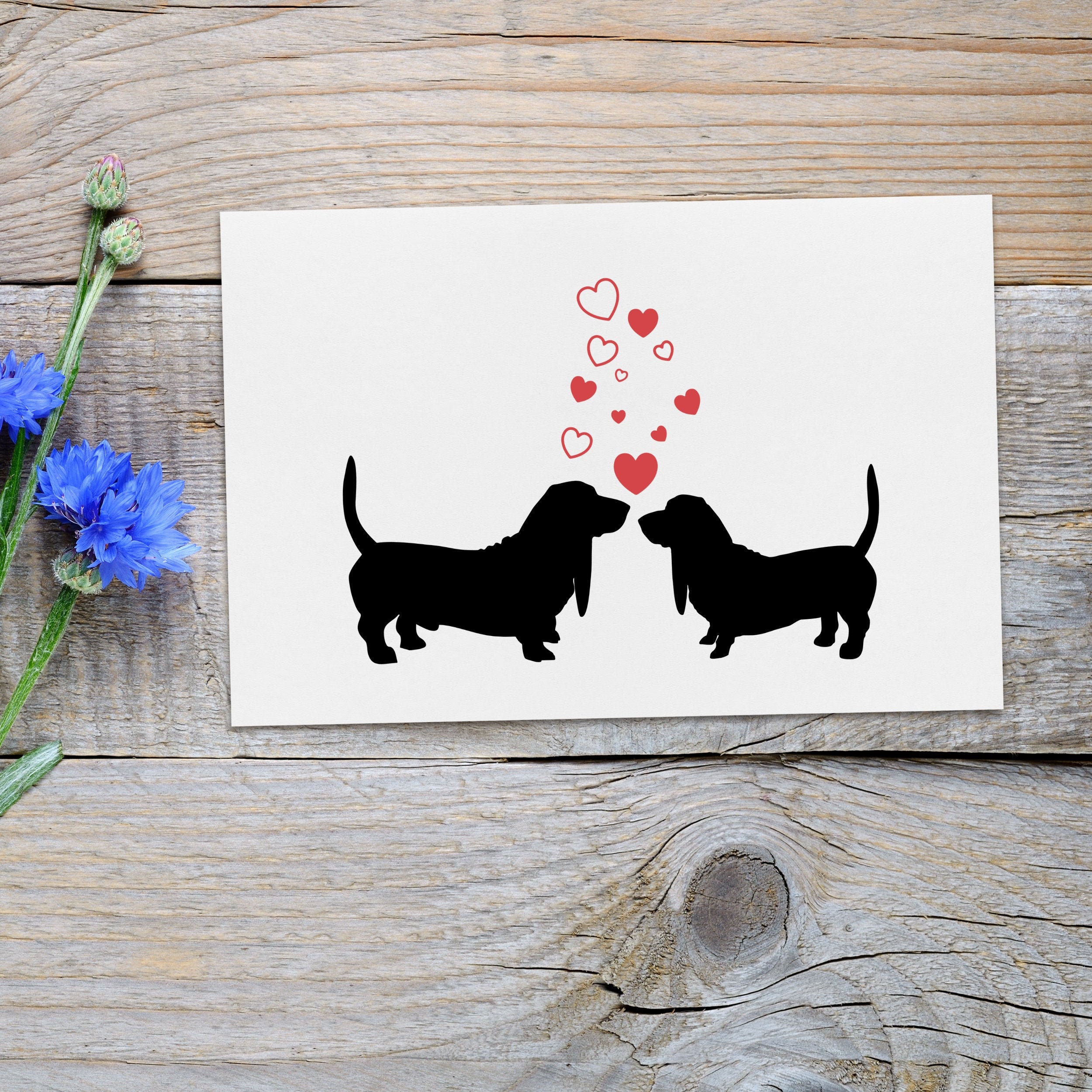 Basset Hound Love SVG – Silhouette Clipart, Cricut Cut File (digital ...