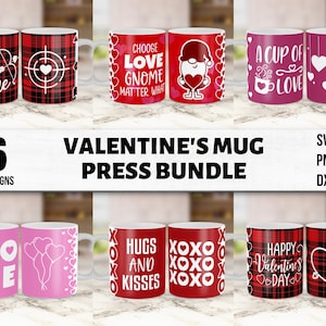 Cricut Mug Press Bundle, 6 Valentine's Mug Press Designs, Mug Press Svg ...