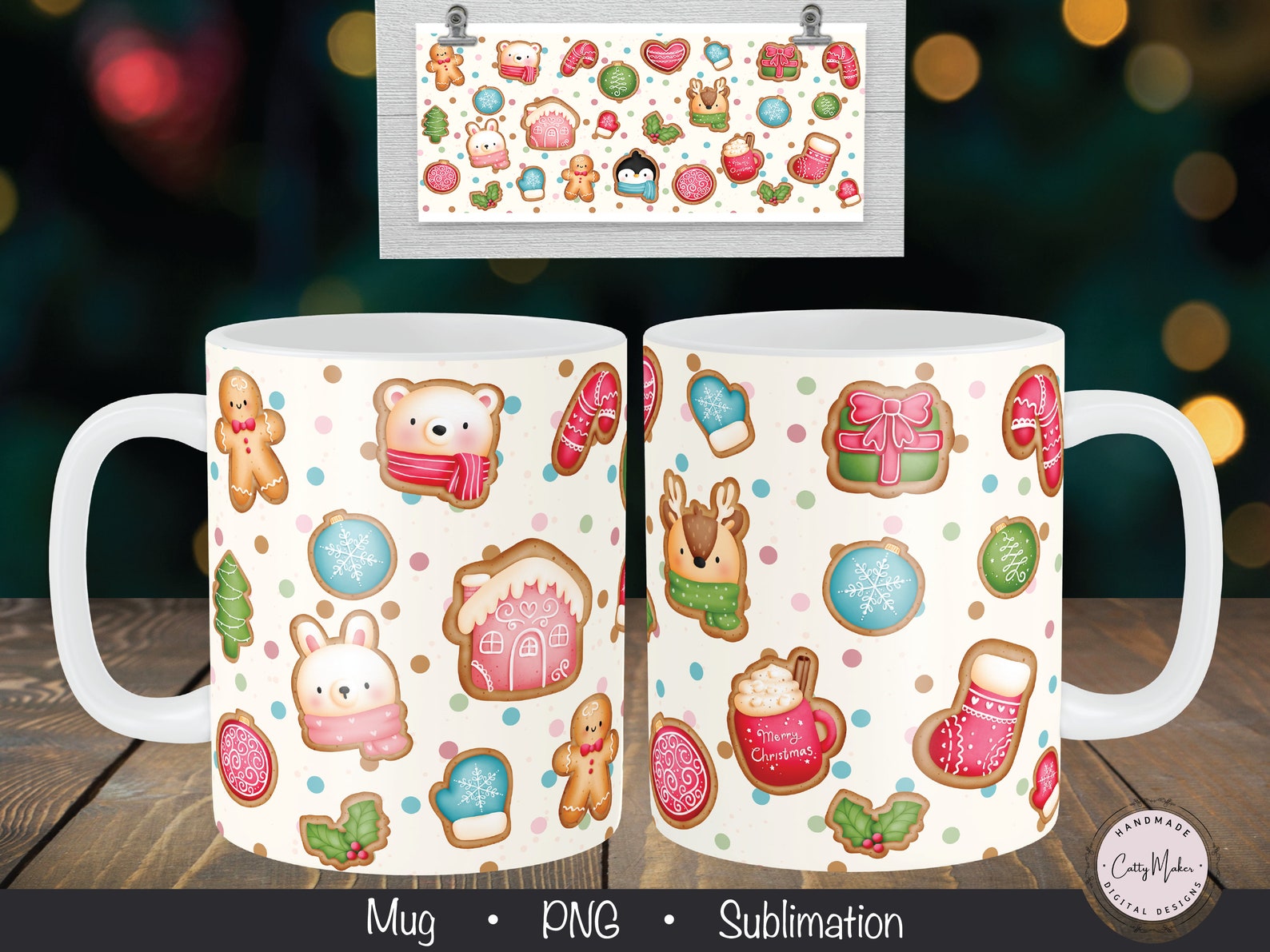 Gingerbread Christmas Mug Sublimation Design (PNG) - Etsy