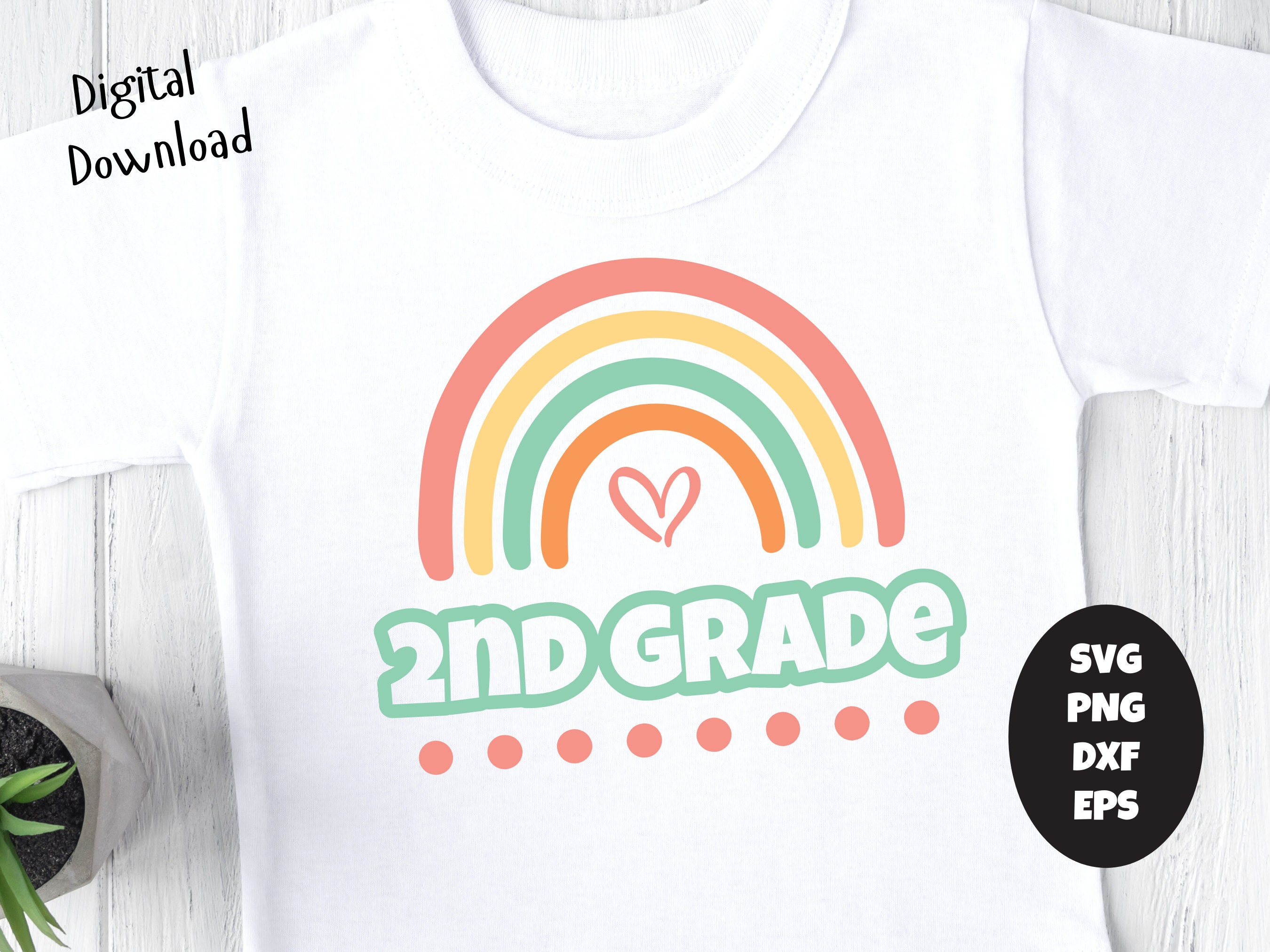 2nd Grade SVG Second Grade Shirt svg 2nd Grade Rainbow Hand | Etsy