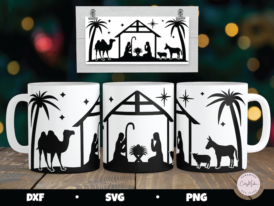 Christmas Nativity Mug SVG, Cricut Mug Press Template (digital Download ...