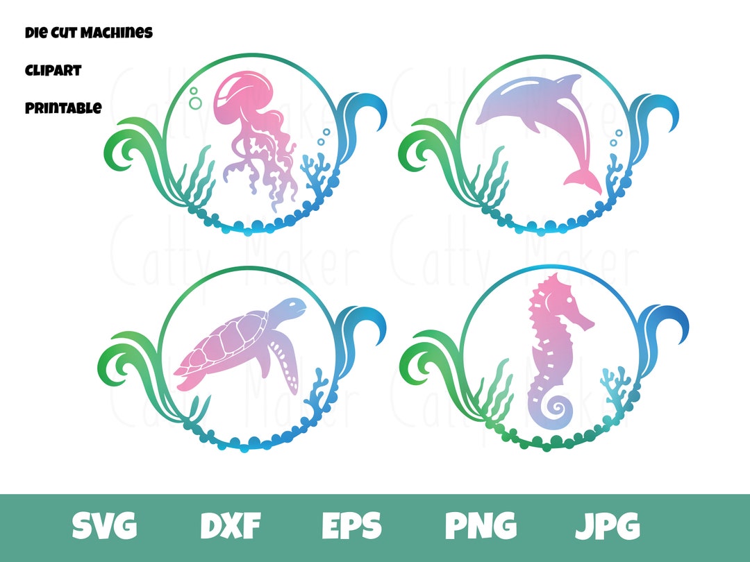 Ocean Animals SVG, Nautical Bundle, Ocean Sublimation Png, Digital ...