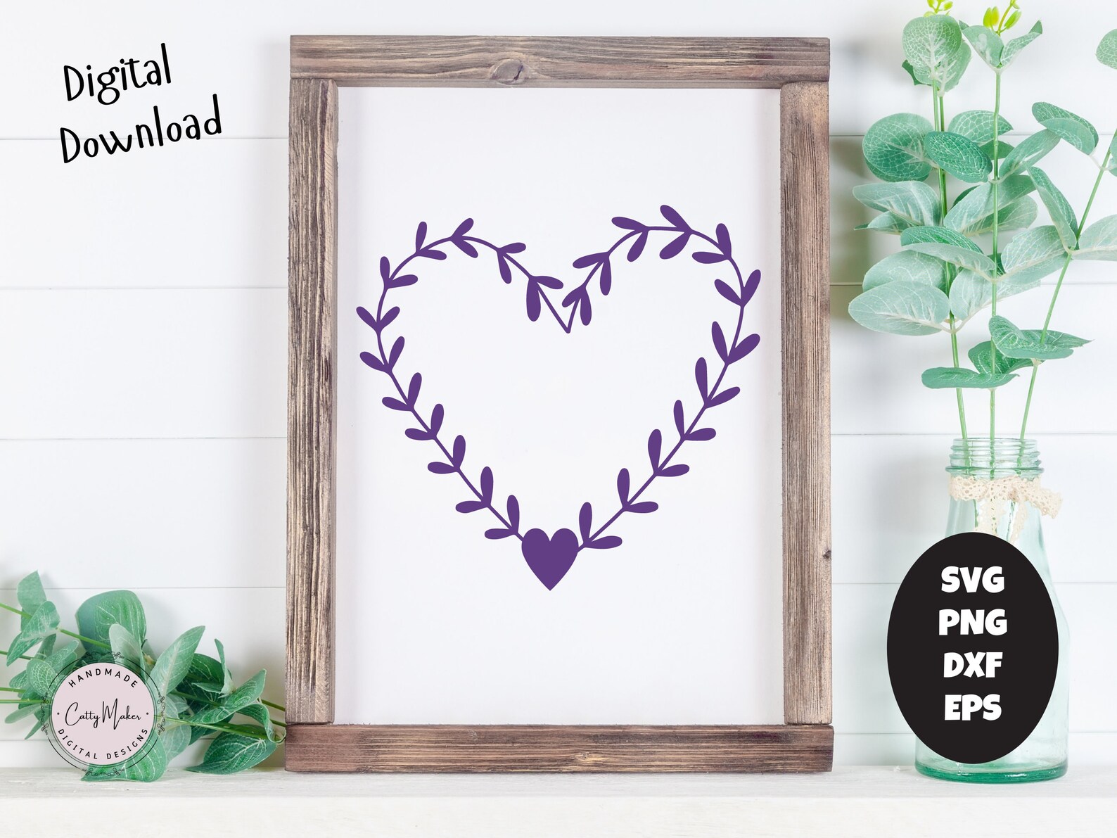 Heart Wreath SVG, Wreath SVG, Spring Svg, Monogram Svg, Floral Svg ...