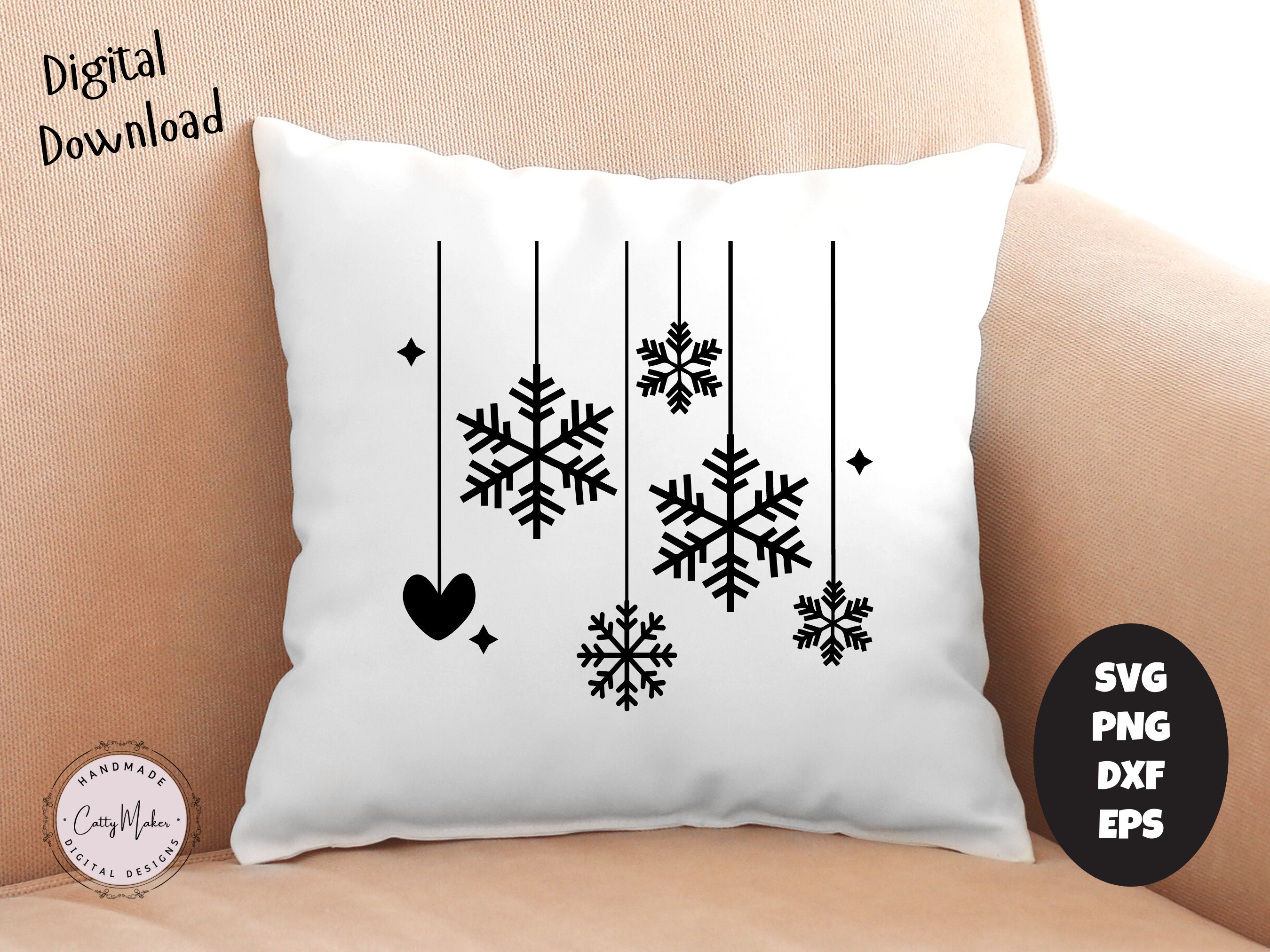 Hanging Snowflake SVG, Winter Christmas Ornament Cut File (digital ...