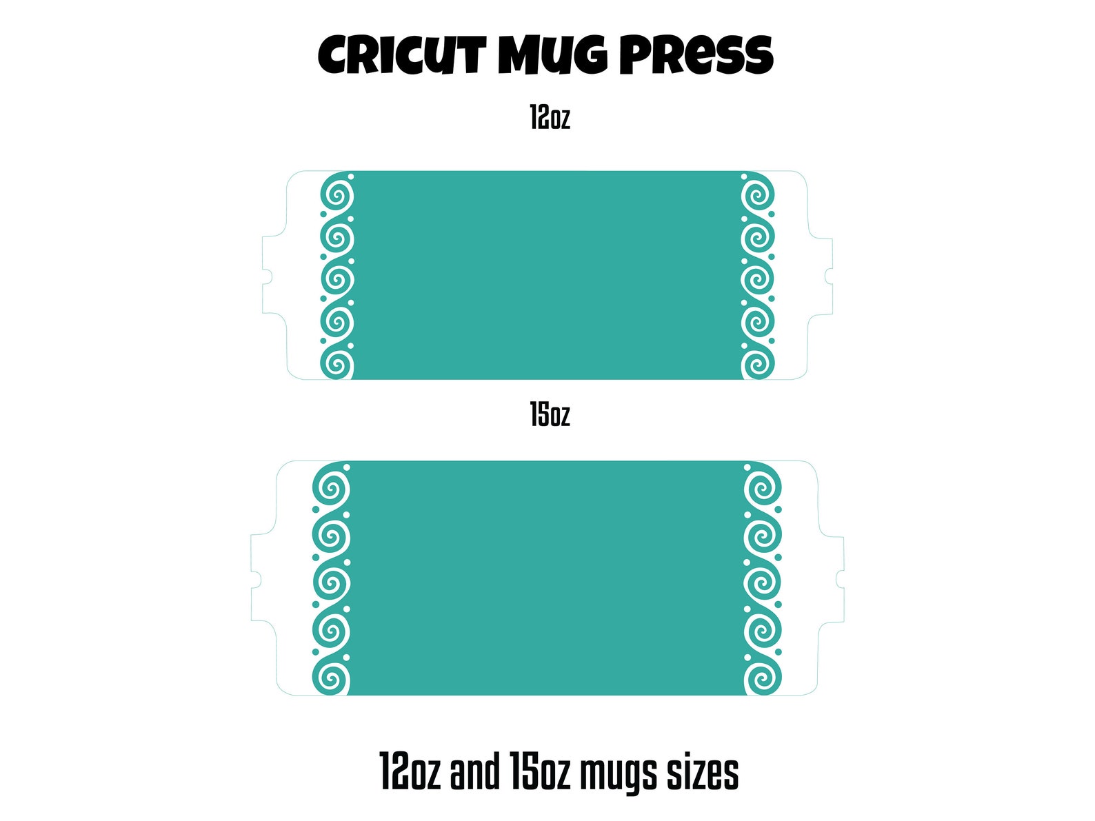 Mug Press Template, Coffee Mug SVG, Tropical Swirl Border, Digital ...