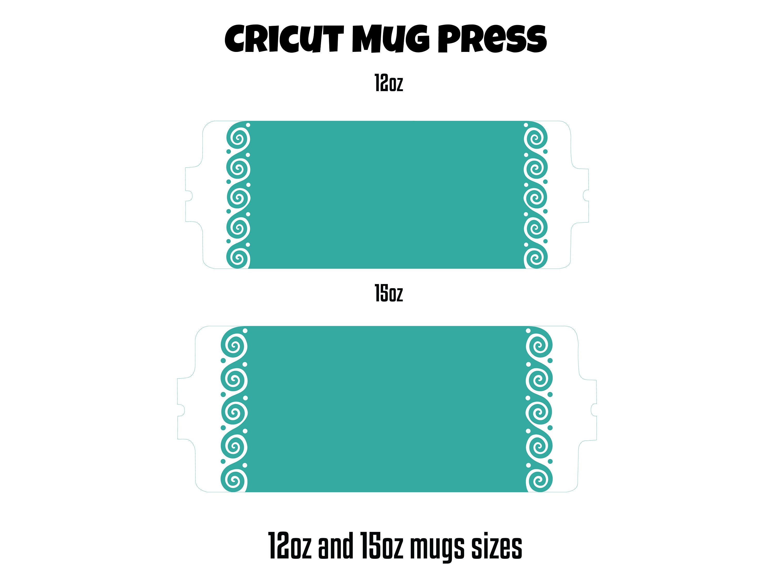 Mug Press Template, Coffee Mug SVG, Tropical Swirl Border, Digital ...