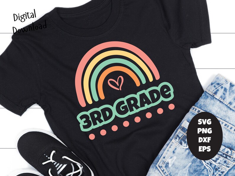 3rd Grade SVG, Third Grade Shirt Svg, 3rd Grade Rainbow, Digital ...