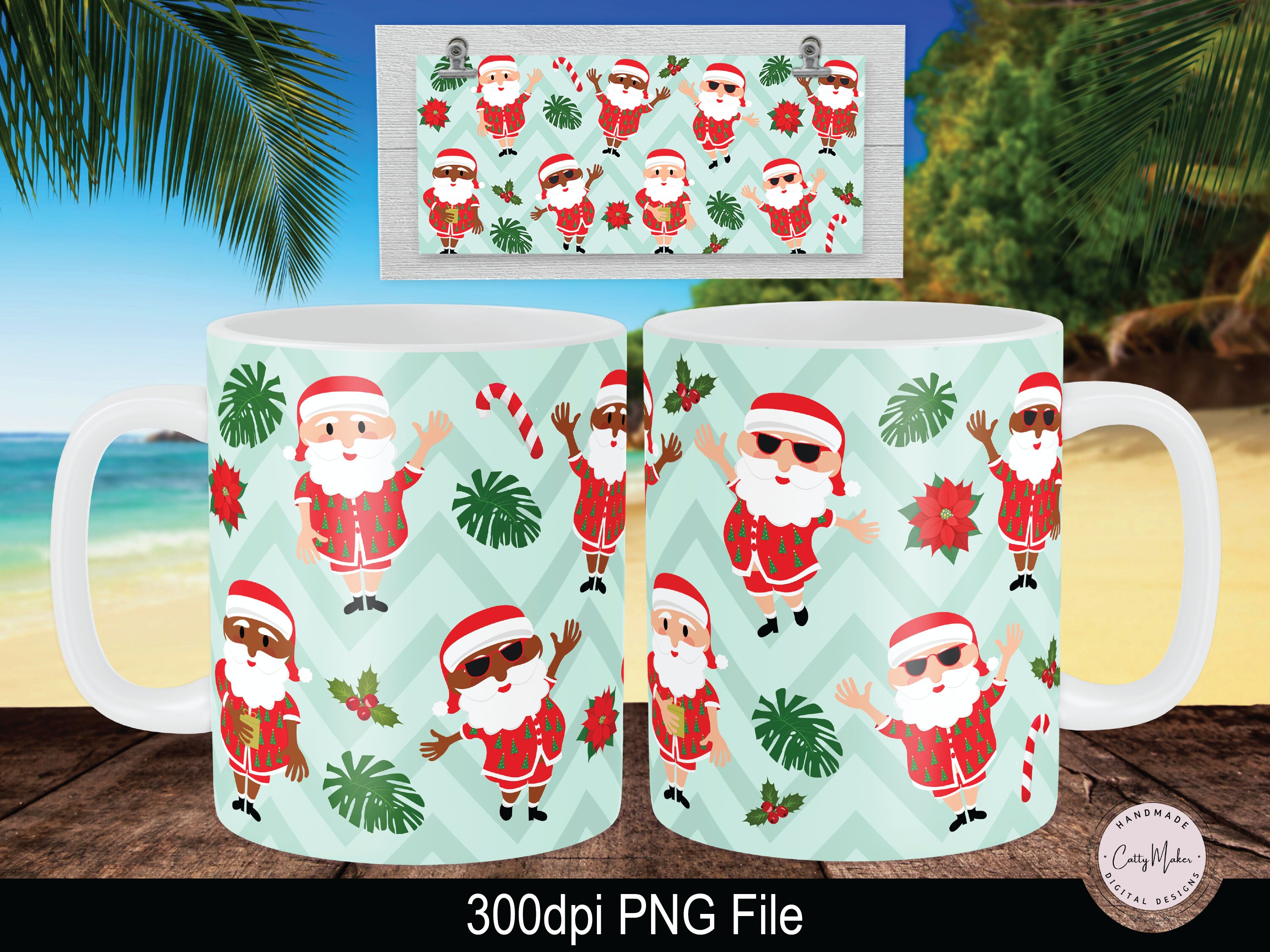 Santa Sublimation PNG Mug Press Sublimation Santa Mug PNG | Etsy