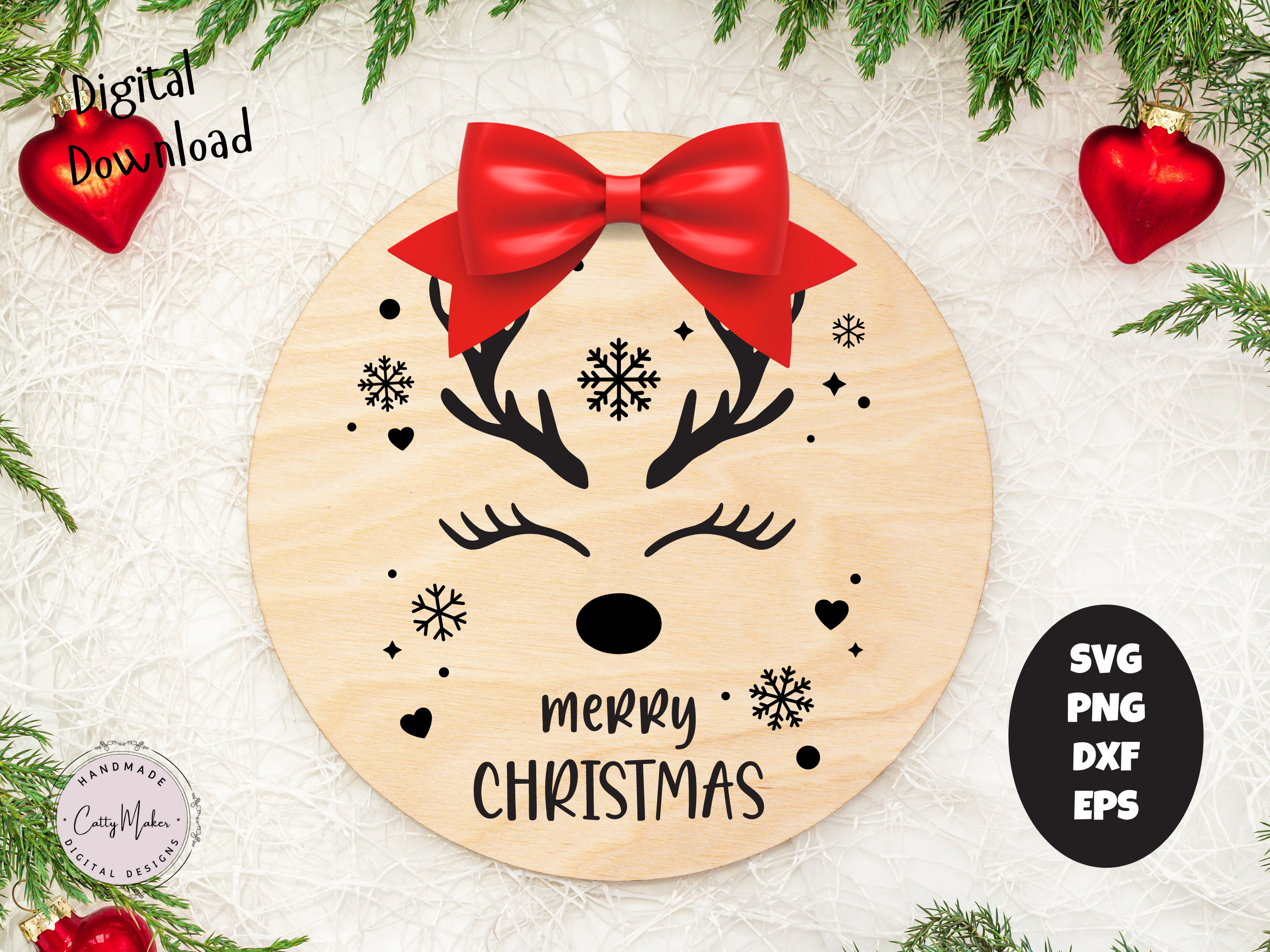 Merry Christmas SVG Reindeer SVG Holiday Svg Winter Svg - Etsy