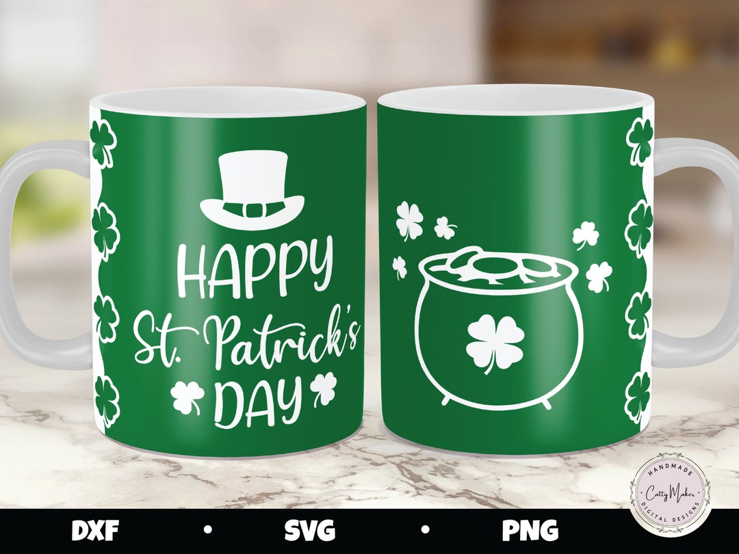 St Patricks Day Mug Design SVG, Shamrock Template (digital Download) - Etsy